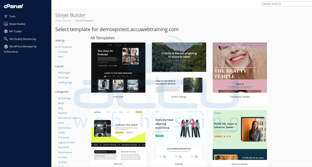 How to create a website with Sitejet Builder in Plesk and cPanel